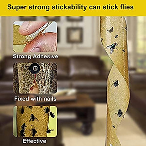Fly Ribbons Sticky Fly Traps for Kitchen, Fly Strips Catcher Ribbon, Flies Paper Strip Indoor (16Pack)
