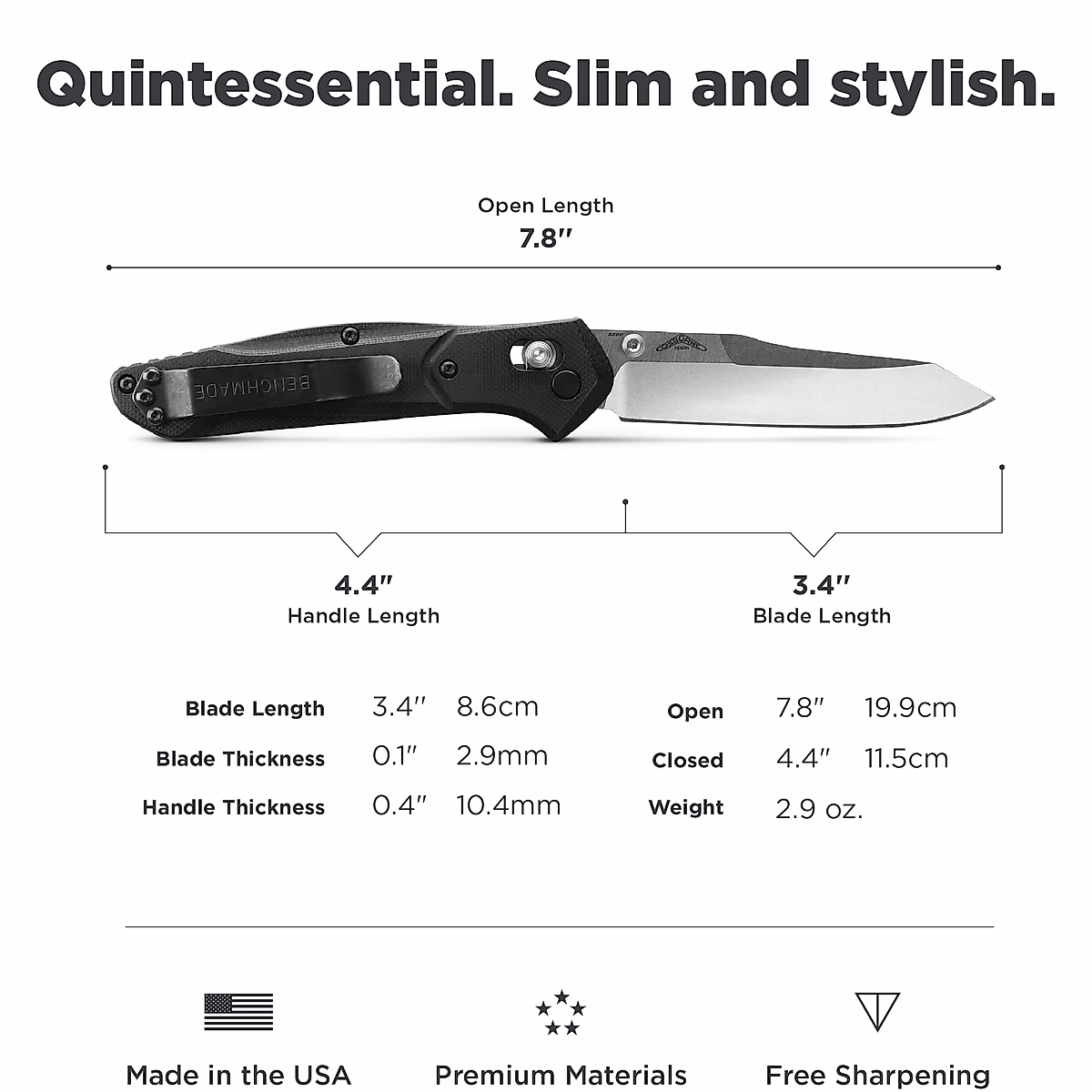 Benchmade - Osborne 940 EDC Knife with Black G10 Handle (940-2)