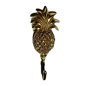 4-1/4" Pineapple Fruit Strong Hook Hanger Shiny Solid Brass Coat Hat Hanger #Q11