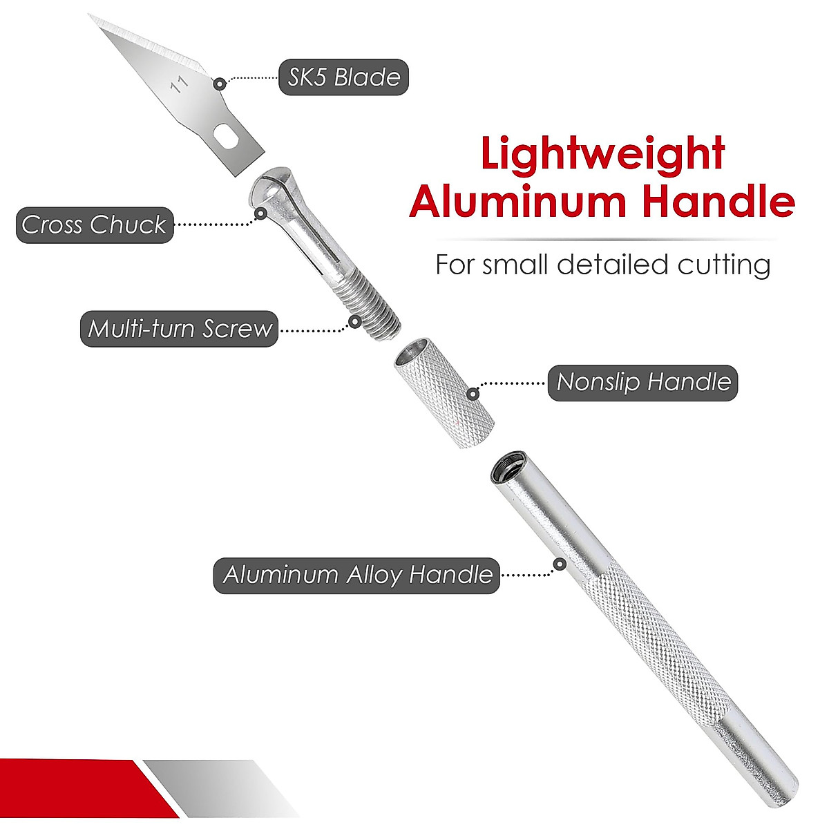 FASTPRO 40-Piece Precision Hobby Knife Set, 3pcs Craft Knife with 33pcs Blades, Exacto Knife Set Included Tweezers, Grindstone, Steel Ruler, Vernier Caliper and Storage Case
