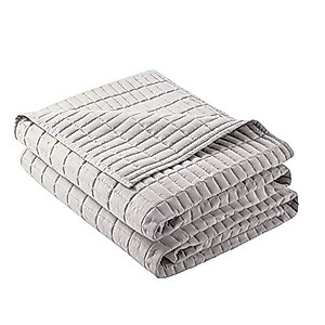 Comfort Spaces Kienna Quilt Set-Luxury Double Sided Stitching Design Summer Blanket, Lightweight, Soft, All Season Bedding Layer, Matching Sham, Gray, Coverlet Full/Queen(90"x90") 3 Piece
