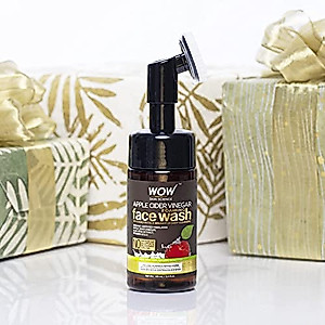 WOW Skin Science Apple Cider Vinegar Foam Exfoliating Face Wash & Brush - Facial Cleanser Acne Face Wash - Face Wash Oily Skin Gentle Face Cleanser - Natural Face Wash Sensitive Skin (5.07 Fl Oz)