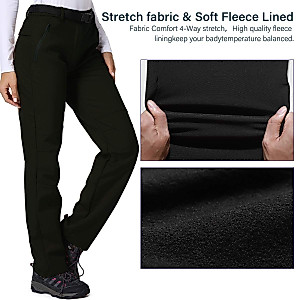 Jessie Kidden Women's Waterproof Pants Hiking Ski Snow Fish Fleece Lined Insulated Outdoor Golf Travel Pant (801F Black 6)