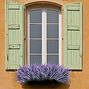 12 Bundles Fake Flowers Artificial Lavender Faux Plastic Purple Flowers for Home Wedding Kitchen Garden Patio Window Box Office Table Centerpieces Indoor Outdoor Decor (Gray Purple)