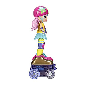 JAKKS Pacific Rock N Rollerskate Doll Rainbow Riley Light Up Remote Control Rollerskating Doll - Plays Music and Skates!, 10" H