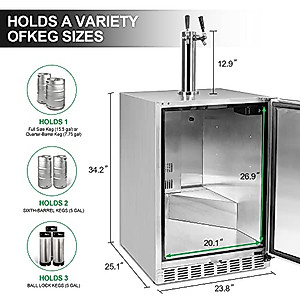 ICEJUNGLE Beer Tap Kegerator, Kegerators Beer Dispenser Beverage Beer Cooler Water Cooler Dispenser 5 Gallon, Full Size Keg,1/4 Keg,1/6 Keg