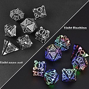 LOOKDNDS LED DND Dice Set, Light Up Dice with Charging Box, 7 PCS LED Electronic Dices, LOOKDNDS Dice Polyhedral Dice Sets for MTG Pathfinder Role Playing Game (Sword Dice)
