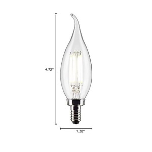 Satco 3012445 60W Equivalence CA10 Flame Tip E12 Candelabra Filament Warm White LED Bulb Pack of 2