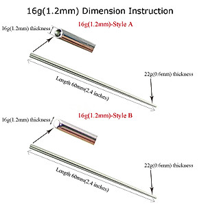 NewkeepsR 2PCS-16G(1.2mm) 316L Steel Calor Style Taper Insertion Pin for Ear/Nose/Navel/Nipple/Lip/Eyebrow Stretcher, Body Piercing Stretching Kit Assistant Tool