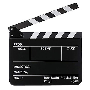 Coolbuy112 Movie Directors Clapboard, Photography Studio Video TV Acrylic Clapper Board Dry Erase Film Slate Cut Action Scene Clapper with a Magnetic Blackboard Eraser and Two Custom Pens, Black