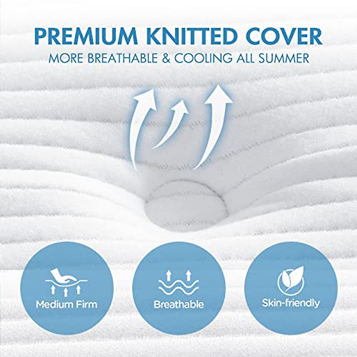 King Size Mattress, Lechepus 12 Inch Cooling Gel Memory Foam Hybrid Mattress with Pocket Innerspring, Medium Firm Pillow Top Mattress for Supportive & Pressure Relief