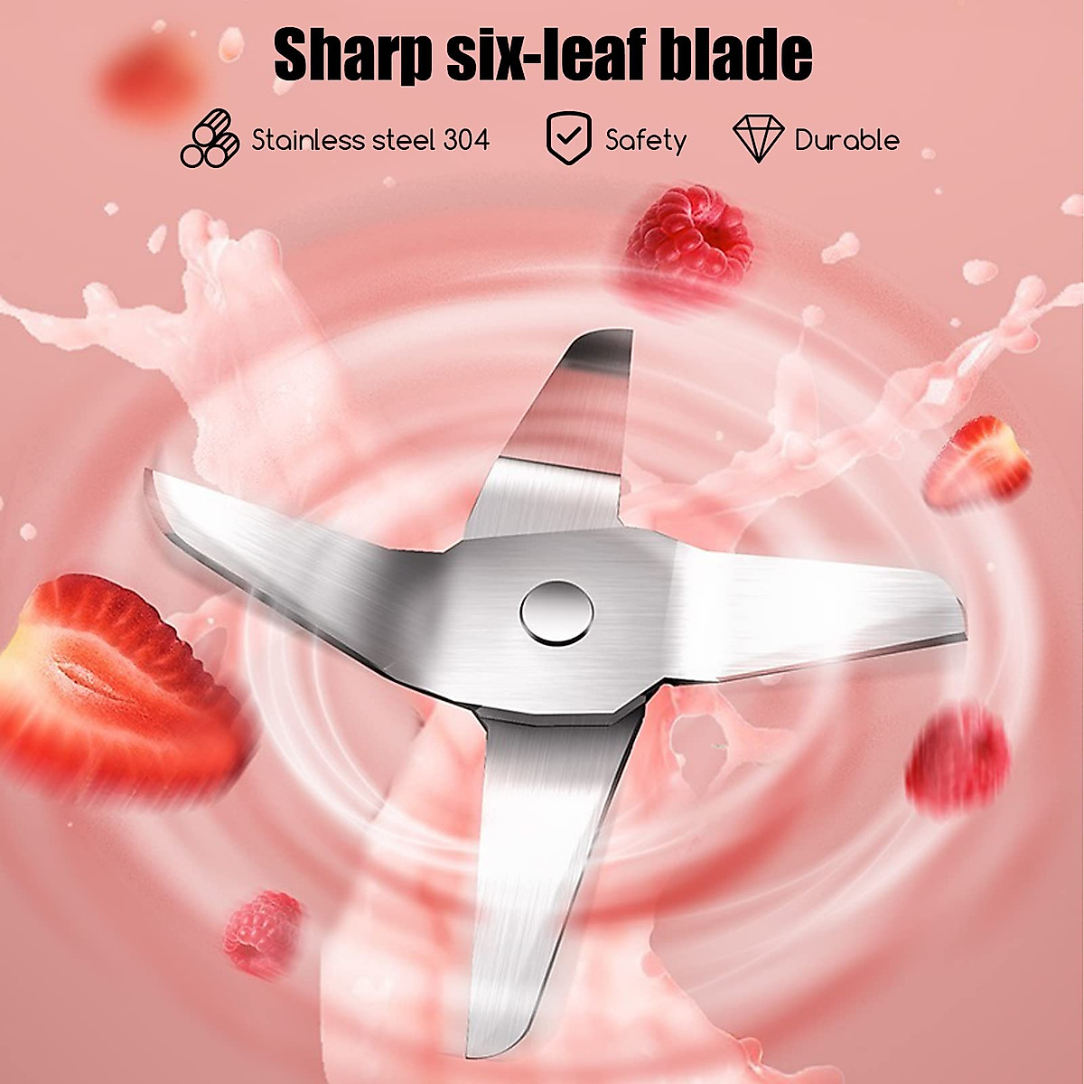 JLLOM Mini Blender Personal Portable Blender Cup for Smoothies Shakes, Portable Juicer USB Rechargeable for Travel, Small Electric Blender On The Go with Silicone Straw & Straw Cleaning Brush (Pink)