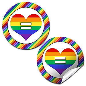 Love Wins LBGTQ Equality Pride Acceptance & Appreciation Thank You Sticker Labels, 40 2" Party Circle Stickers by AmandaCreation, Also Great for Envelope Seals & Gift Bags