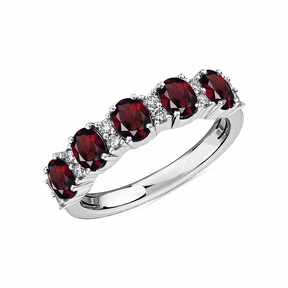 Jewelrygift 925 Sterling-Silver Eternity Band Ring Natural Garnet Gtone Beautiful Chakra Healing Birthstone Western Design Bridal Wedding Jewelry for Women Ring Size : 8