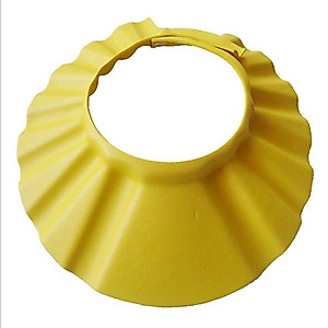 Flybloom Adjustable Baby Shampoo Cap Bath For Kids Head Baby Shower Hat Child Bathing Supplies(Yellow)