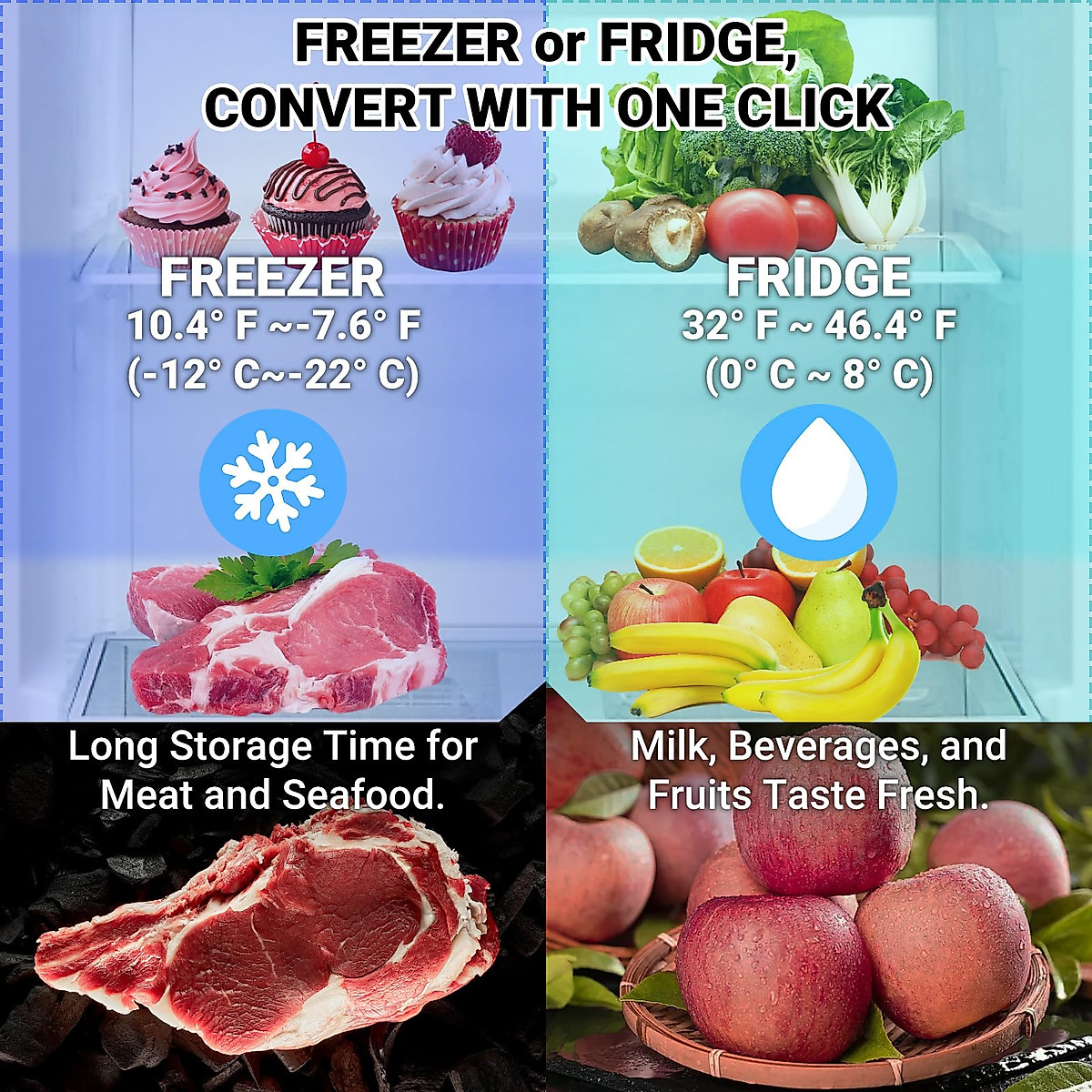 Upright Freezer 21 cu.ft, Freezer Upright, Stainless Steel Standing Freezer Upright for Garage, Kitchen, Home Use(Right Hinge)