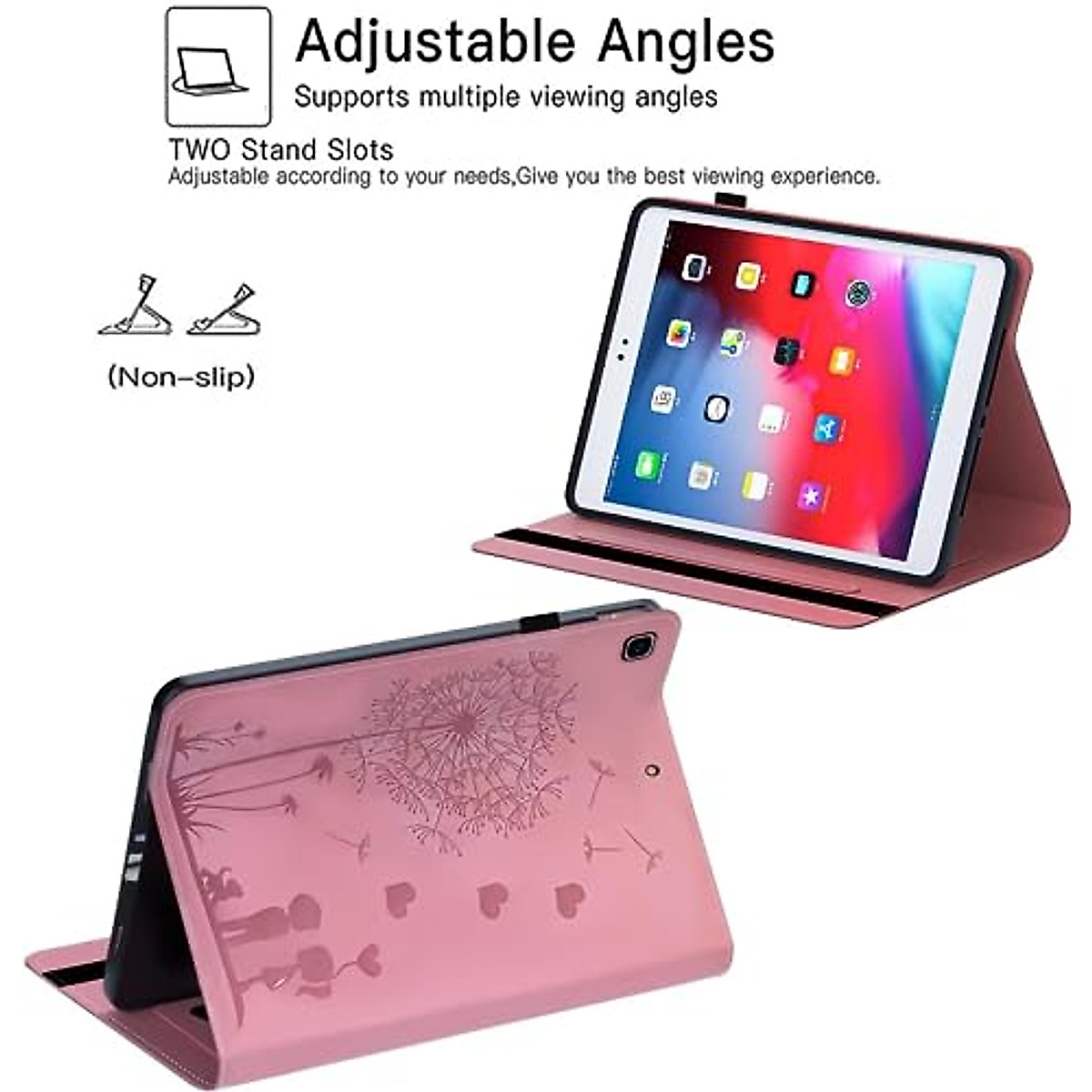 Case for iPad Mini 5 (5th Generation 7.9" 2019), Cover for iPad Mini 4,4th Generation 7.9" 2015, PU Leather Cover with Auto Sleep Wake for iPad Mini 1/Mini 2/Mini 3, Pink