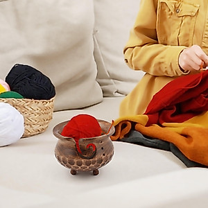 Yarn Bowl - Wooden Yarn Bowls for Crocheting with Holes, Preventing Slipping and Tangles, Indian Handmade Craft Knitting Bowl Mothers Day Gift for Knitting Lovers - White