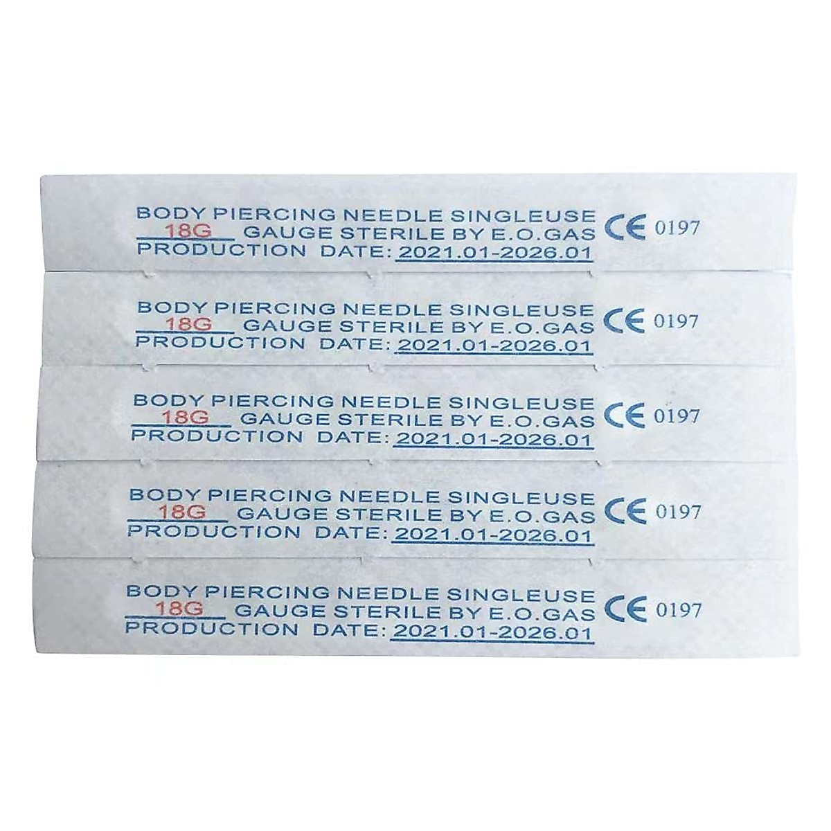 Shuiniba 18G 5 Pieces Body Ear Navel Nose Lip Nipple Piercing Needles