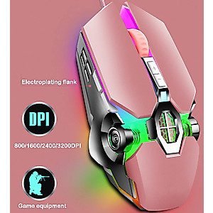 Mechanical Gaming Keyboard and Mouse Combo, 87 Key Retro Punk Typewriter-Style,Blue Switch RGB Rainbow Backlit Keyboard,Cool Breathing Light Lightweight Gaming Mouse for Game and Office,Pink