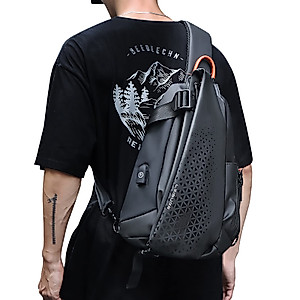 Sling Bag for Men Women,Small Waterproof Sling Backpack One Shoulder Bag, Lightweight One Strap Backpack Crossbody bag men with USB Charging Port