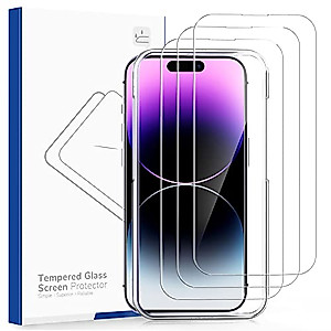 Syncwire 3-Pack Screen Protector for iPhone 14 Pro Max 6.7 inch, Double Shatterproof Tempered Glass [Easy Installation Frame] [9H Hardness] [99.99% HD Clear] [Case Friendly] [Bubble Free]