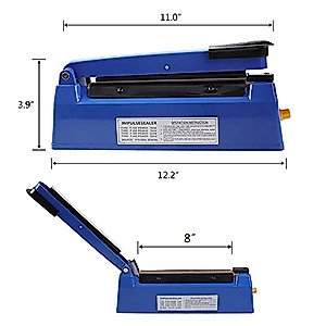 Boshen 8 Inch Impulse Heat Sealer Poly Mylar Plastic Bag Sealer Manual Heat Sealing Machine Home Restaurant Food Snacks Storage Manual Packaging Machine (8 inch 200mm)