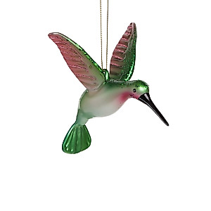 Gallerie II Hummingbird Glitter Glass Holiday Christmas Xmas Ornament Green