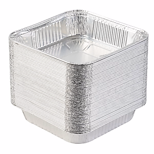 Fecolmena 50 PCS Disposable Aluminum Foil Pans, Multipurpose Square Air Fryer Liners, Safe Food Contact Grade Material & High Temperature Resistant for Oven/Air Fryer/Barbecue/Gas Stoves Bake& Cook