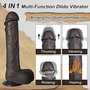 Thrusting Dildo Vibrator Sex Toy - Realistic G-Spot Silicone Suction Cup Rotating Dildos with 10 Modes & Heating for Anal Vagina Stimulation, Remote Control Adult Sex Toys & Games for Women Couples