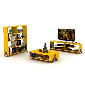 Homedora DiscountWorld Kayle TV Unit Yellow Entertainment Center, TV Stands