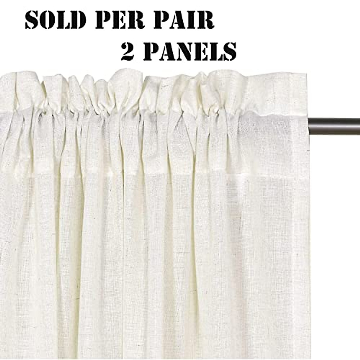 Natural Linen Curtains 108 Inches Long for Living Room 2 Panels Set Rod Pocket Draperies Neutral Earth Tone Soft Cotton Textured Semi Sheer Linen Curtains for Large Window Vertical 9 FT Tall