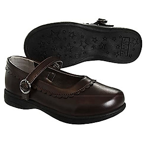 French Toast Girls Mary Jane Shoes School Kids Uniform Flats Ballet Strap Dress Flats (Brown) (Size 2 Big Kid)