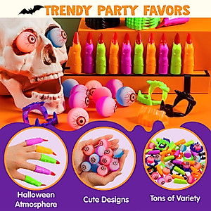 JOYIN 72 PCS Halloween Party Favors Game Toy Gifts-Scary Eyeballs, Witch Fingers and Vampire Teeth Set for Kids Child Trick or Treat, Gift Exchange, Halloween Carnival Game Prizes