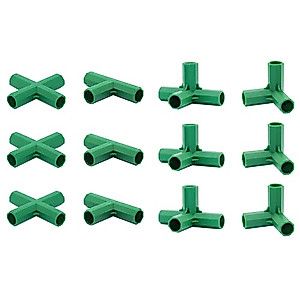 12PCS Fitting 16MM 4 Types Stable Support Heavy Duty Greenhouse Frame Building Connector Suitable for Grape Trellis Sunscreen Shed Gardening