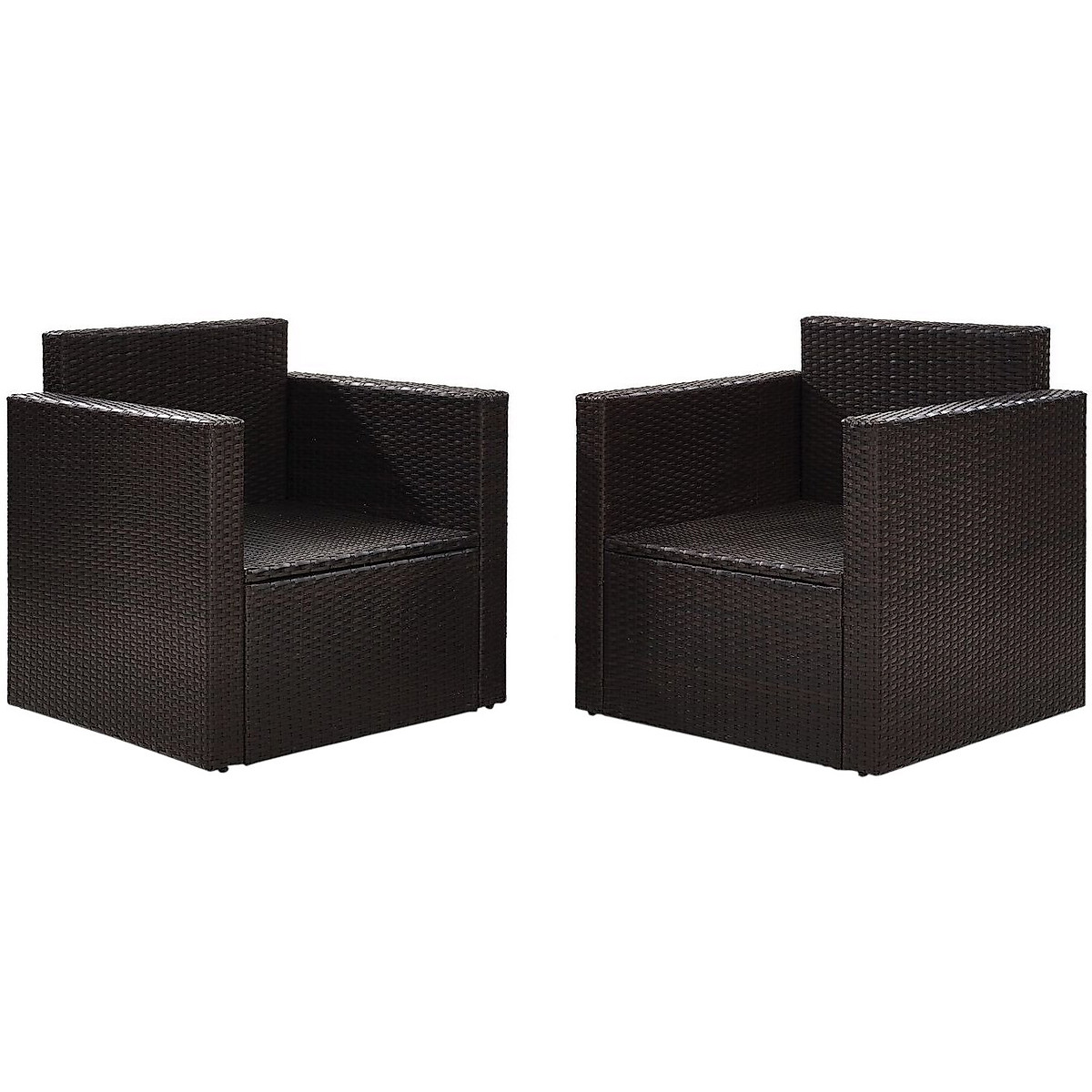 Crosley Furniture Palm Harbor 2-Piece Outdoor Chair Set, Wicker Patio Chairs for Conversation, Porch, Deck, Brown with Gray Cushions