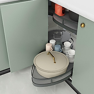 SIPELQDE Swing Right Blind Corner Cabinet Pull Out，Adjustable Height Corner Cabinet Lazy Susan
