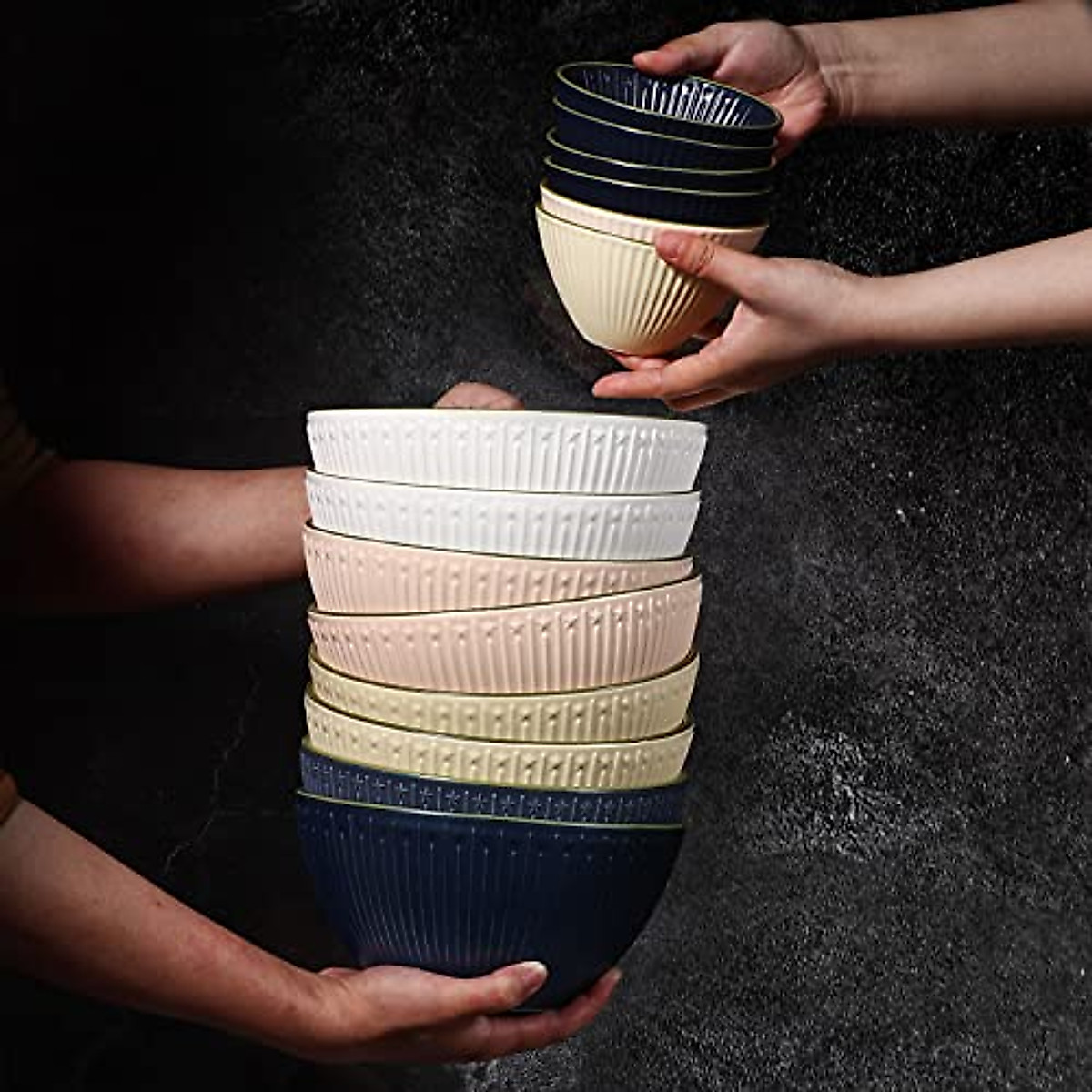 Wareland Salad Bowls 65 oz, 8 Inch Serving Bowls, Large Ramen Bowl For Noodle, Pho, Extra Sturdy Soup Bowls For Kitchen, Pasta Bowls Set Of 2, Ceramic Popcorn Bowl, Microwave & Dishwasher Safe, White