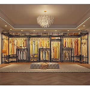 VIPEK V3 Clothes Rack, Heavy Duty Garment Rack with Adjustable Shelves & Hang Rods & Side Hooks, Portable Closet Systems Freestanding Metal Clothing Rack for Hanging Clothes, Max Load 950lbs, Black