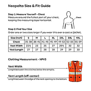 Neopelta Reflective Safety Vest Orange Mesh, Made with 3M Reflective Tape, Heavy Duty Vest with ID pocket, iPad Pocket, Padded Neck, Orange L