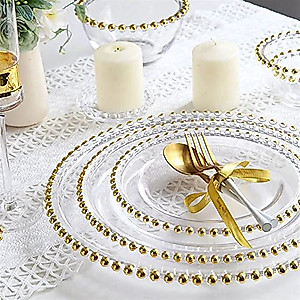 KOWMcp Dinner Plates Western Food Plate Gold Bead Plate Glass Disc (Color : 2)