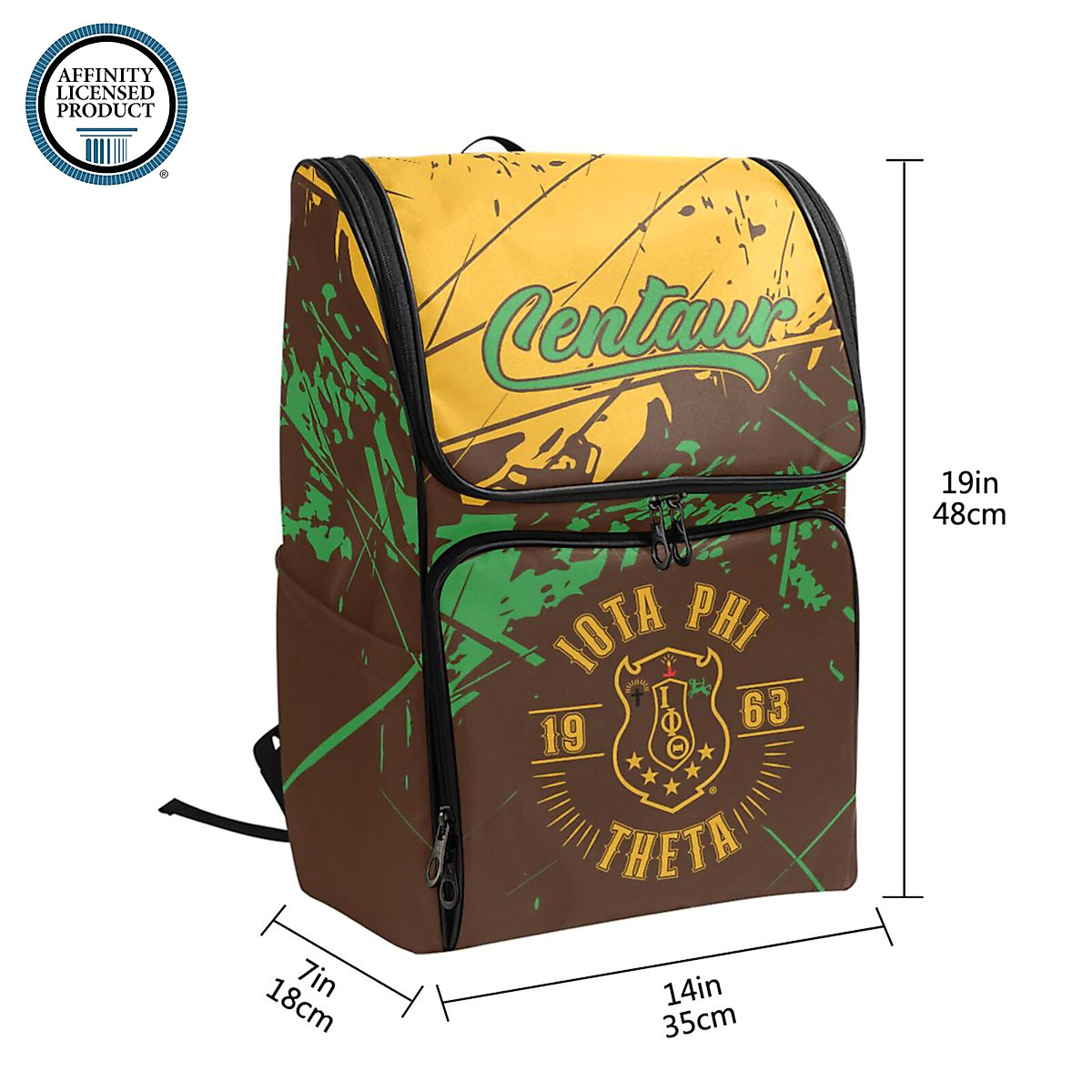 BBGreek Iota Phi Theta Fraternity Paraphernalia - Greek Letters - Casual College Travel Backpack for Men, Book Bag for School - Officially Licensed