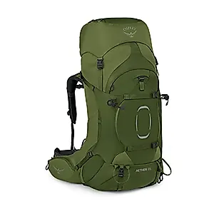 Osprey Aether 65L Men's Backpacking Backpack, Garlic Mustard Green, Extended Fit, Small/Medium