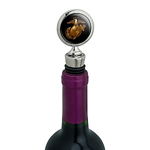 Marine Corps USMC Golden Logo on Black Eagle Globe Anchor Officially Licensed Wine Bottle Stopper