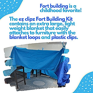 Pickle & Olive ez clipz- Fort Building Kit- Large Lightweight Blanket and Clips to Attach to Furniture-Best Gift for Kids/Children