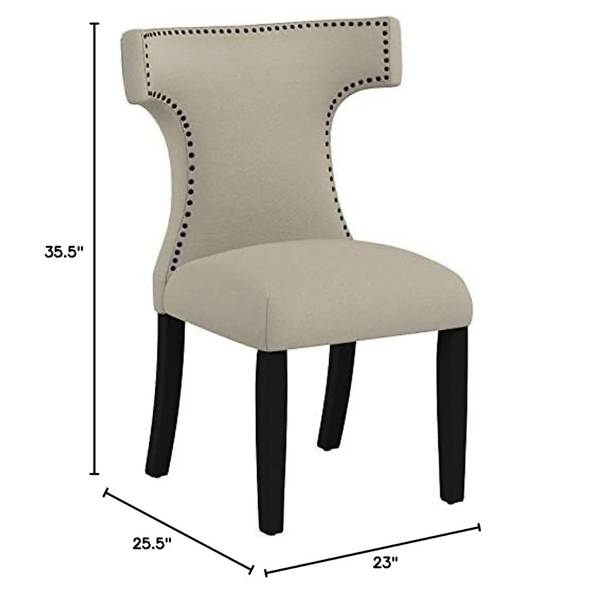 Modway Curve Mid-Century Modern Upholstered Fabric with Nailhead Trim in Beige, One Chair