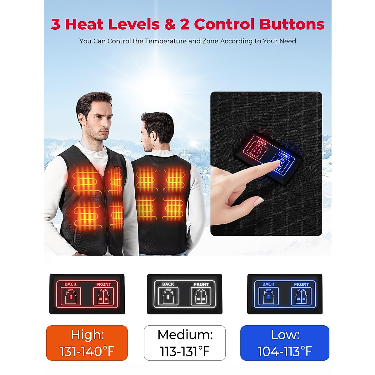 KEMIMOTO Heated Vest for Men, Warming Vest, Heated Hunting Vest, BATTERY NOT INCLUDED, Electric Heated Vest