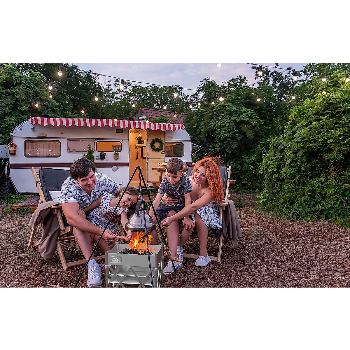 KAMPKEEPER Fire Pit 18 Inch Outdoor Wood Burning Fire Pit,Portable Fire Pit for Camping, Beach Parties,and More,Included Heat Shield for Leave No Trace Fires