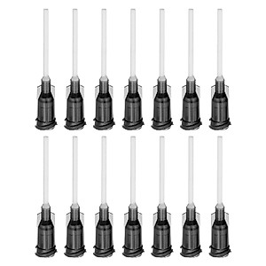 uxcell 50 Pcs 16G Plastic Dispensing Needles, 1" PTFE Glue Needle Tube Blunt Luer Lock Tips Applicator with PP Flexible Needle for Liquid Glue Gun, Grey