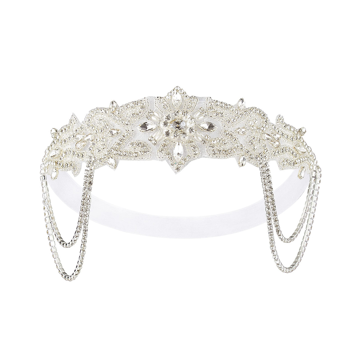 BABEYOND 1920s Flapper Headpiece Roaring 20s Headband Great Gatsby Headband Chain for Women Vintage Hair Accessory (A-Silver)